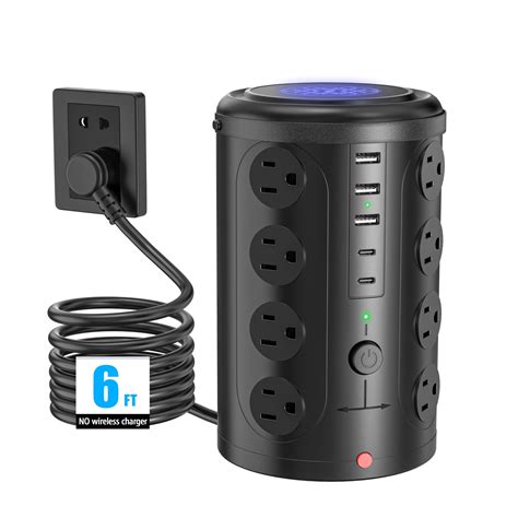 Tower Power Strip Surge Protector With 16 Outlets And 5 Usb Ports 2 Usb C 6ft Extension Cord