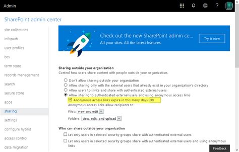 Sharepoint Online Set Anonymous Link Expiration Settings Sharepoint