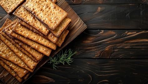 Premium Photo Crispy Whole Grain Crackers With Rosemary On Rustic