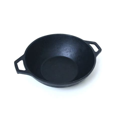 Non Stick Cooking Wok Black Karahi Cast Iron Wok 9 Without Lid And Base Pre Seasoned Non