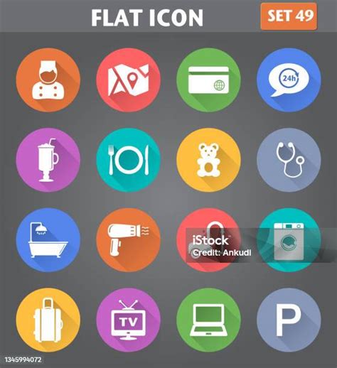 Vector Application Hotel Services And Facilities Icons Set 1 In Flat