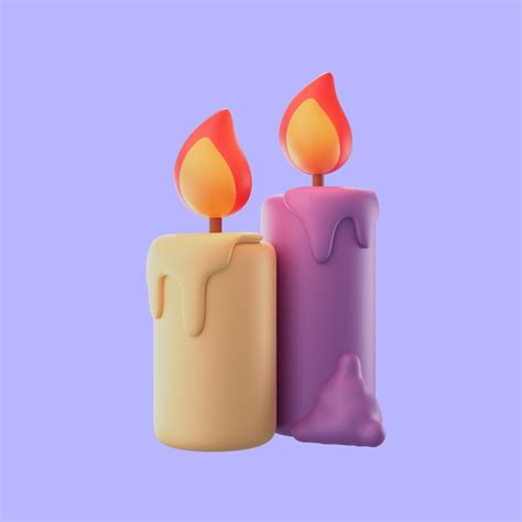 Free Psd 3d Rendering Of Halloween Candles Icon