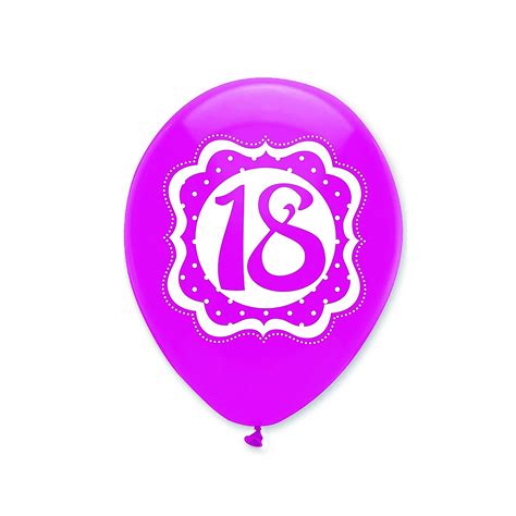Latex Dotted 18th Balloons Pack Of 6 Pink White One Size