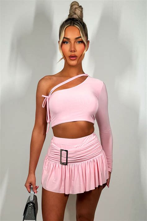 Skort And One Shoulder Crop Top Set Summer Holiday Festival Outfit