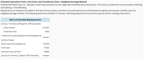 solved calculate equivalent units unit costs and