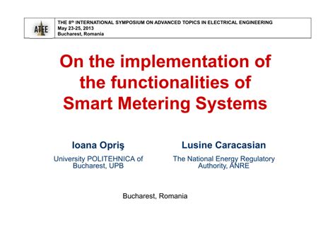 PDF On The Implementation Of The Functionalities Of Smart Metering Systems