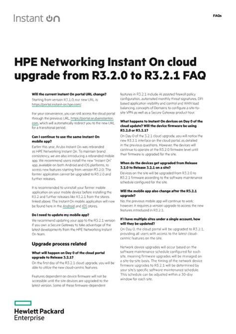 Hpe Networking Instant On 321 Faq