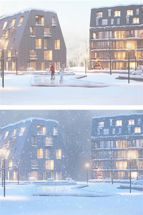 Winter Wonderland In Bayern Fassadengestaltung Skandinavische Architektur Rendering Architektur