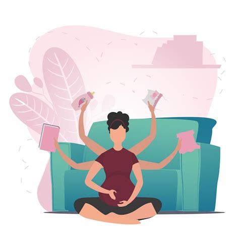 Premium Vector Pregnant Girl In The Lotus Position Relaxing Pregnant