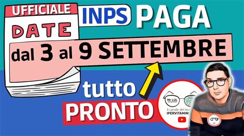 Inps PAGA 8 SETTEMBRE UFFICIALE DATE ANTICIPI STOP RDC PENSIONI AUF