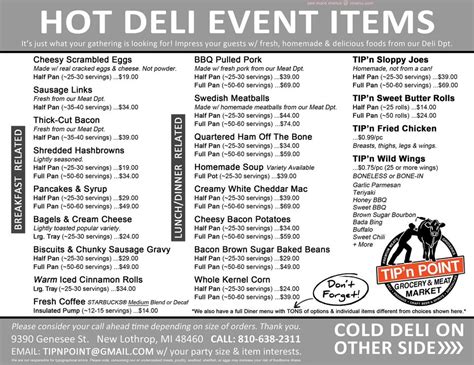 Menu At Tipn Point Diner New Lothrop