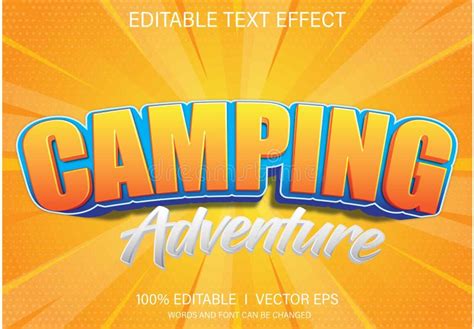 Camping Adventure Vector Text Effect With Modern Style Design Stock