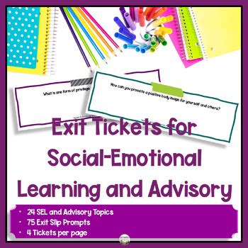 SEL Advisory Exit Ticket Topics 2 Exit Slips Bell Ringers TPT