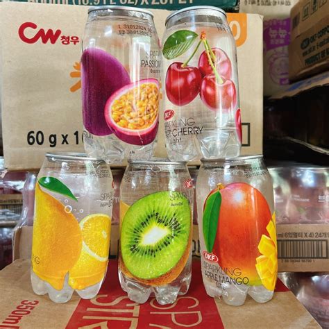 Mix 8 Vị Thùng 24 Lon Nước Soda Vị Trái Cây Sparkling Okf Hàn Quốc