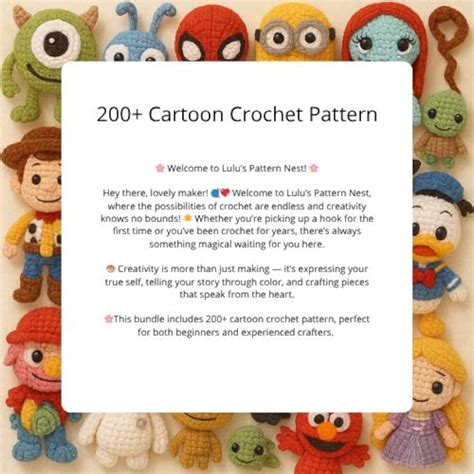200 Cartoon Crochet Pattern Set Amigurumi Bundle Movie Princess