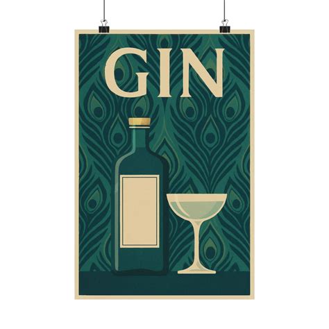 Art Deco Gin Print Vintage Cocktail Bar Cart Decor Etsy