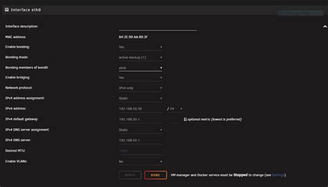 Network Default General Support Unraid
