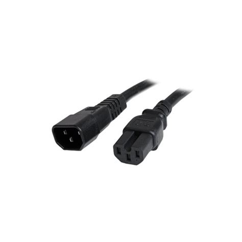 StarTech 6ft 1 8m Heavy Duty Extension Cord IEC C14 To IEC C15 Black Extension Cord 15A 125V