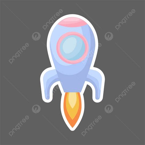 Desis Exciting Launch Into Space A Cartoon Blue Rocket With A Fiery