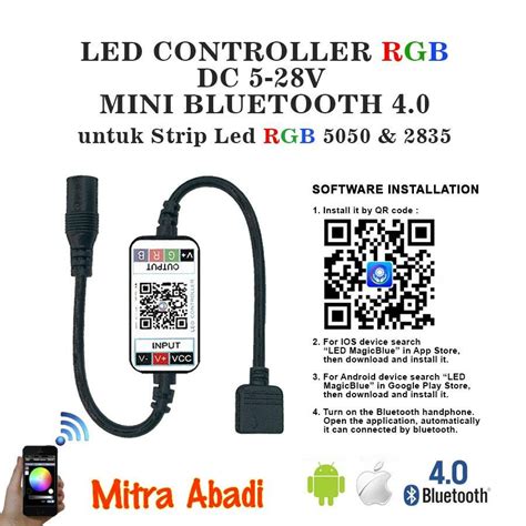 Jual LED Controller RGB DC 5 28V MINI BLUETOOTH Jack Adaptor Shopee Indonesia