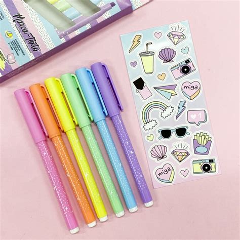Kit Marca Texto Up Pastel Uatt NEWPEN C 6 Cores Shopee Brasil