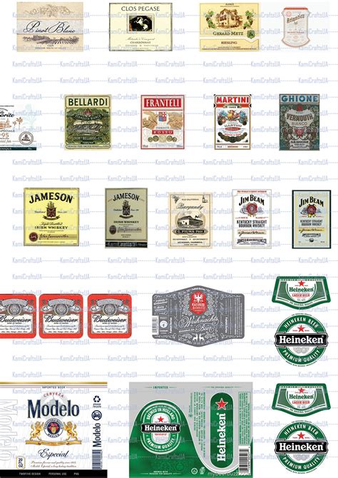 Printable Miniature Packaging Wine Champagne Beer Labels For