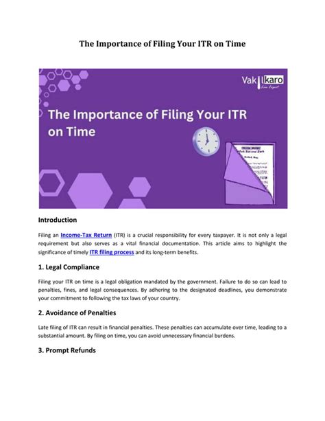 The Importance Of Filing Your Itr On Time Pdf