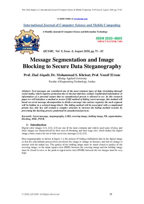 Pdf Message Segmentation And Image Blocking To Secure Data