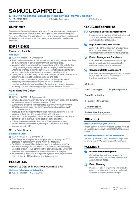 Executive Assistant Cv Examples And Guide For 2026
