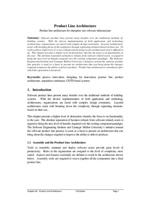 Pdf Product Line Architecture Product Line Architecture For Enterprise Size Software