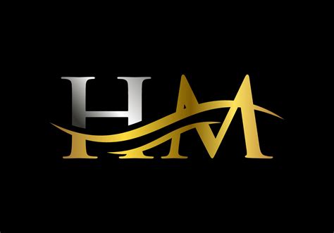 Hm Logo Design Vector Swoosh Letter Hm Logo Design Initial Hm Letter Linked Logo Vector