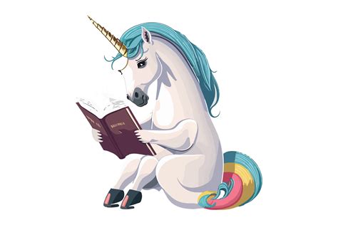 Unicorn Reading A Book Vector Graphic By Breakingdots · Creative Fabrica