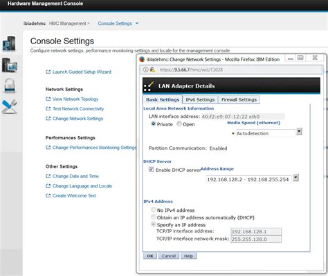 configuring hmc enhanced view for use on a private and open network