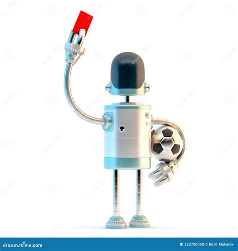 Robot Referee Showing The Red Card 3d Illustration Stock Illustration