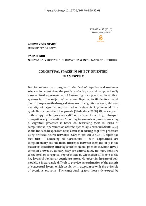 Pdf Conceptual Spaces In Object Oriented Framework