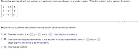 solved the matrix associated with the solution to a system