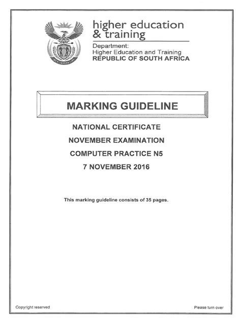 N5 Computer Practice November 2016 Memorandum Pdf