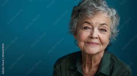 Closeup Portrait Headshot Happy Smiling Laughing Senior Old Woman