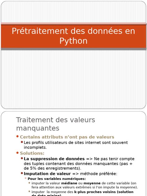 Prétraitement Des Données En Python Pdf Donnée Aberrante Python Langage De Programmation
