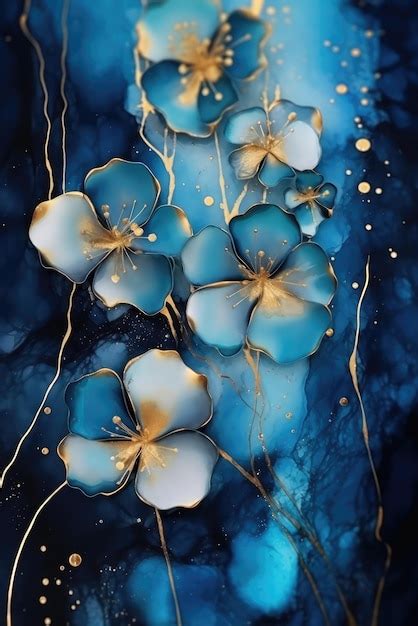 Premium Ai Image Fluid Ink Alcohol Ink Floral Background