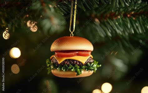 Burger Joint A Small Detailed Cheeseburger Ornament With Layers Of