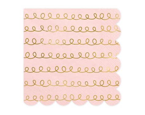 Pale Pink And Gold Stripe Paper Guest Towels 16ct Girls Birthday
