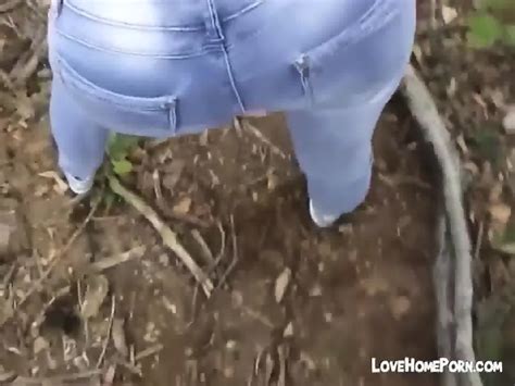 Hot Blond Chick Gives Blowjob In The Woods And Get Jizzed In The Face