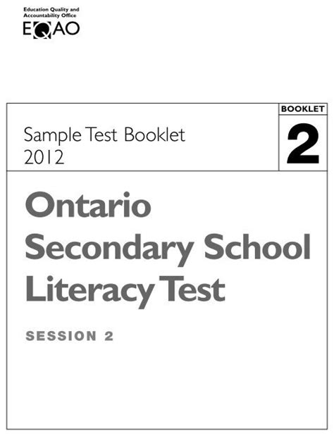 Osslt Sample Test Booklet 2 2012pdf Thornlea