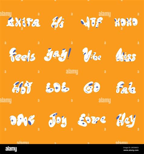 Bold Doodle Word Sticker Typography Vector Set Stock Vector Image And Art