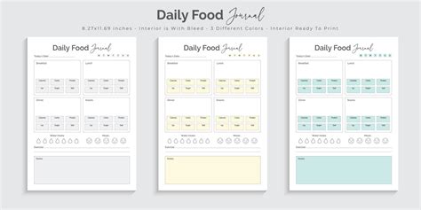 Daily Food Journal And Planner Logbook Notebook Tracker Printable