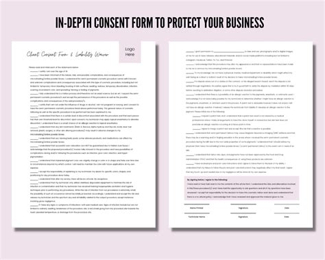 Paper Editable Esthetician Business Forms Ombre Powder Brow Consent