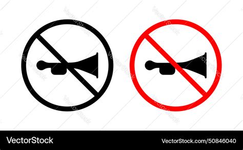 No Horn Sign Keep Silence Dont Honk Car Icon Stop Vector Image