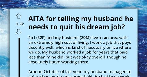 Wife Pressures Husband To Ditch His Dream Job And Find Something Else ...