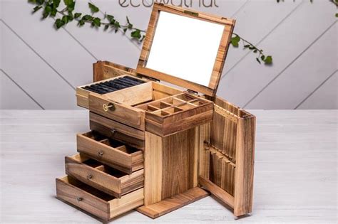 Деревяна підставка комод органайзер косметичка скринька для макіяжу